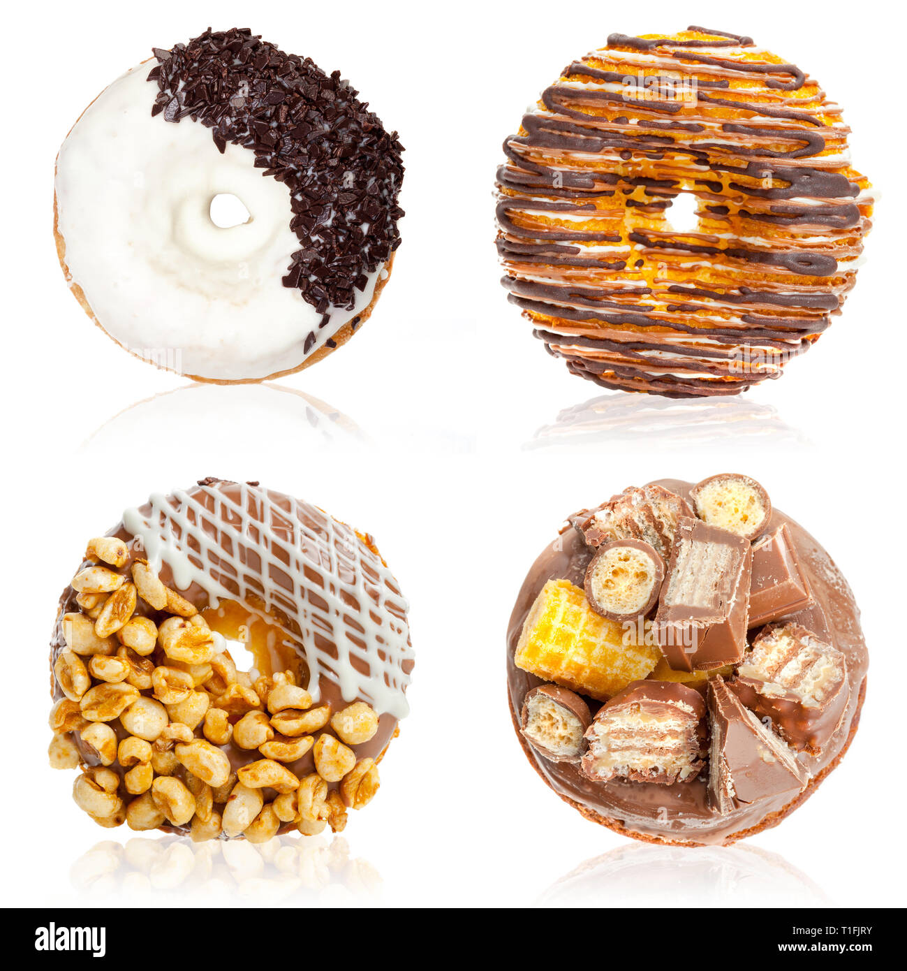 Delicious donuts collage, isolated on white Stock Photo - Alamy