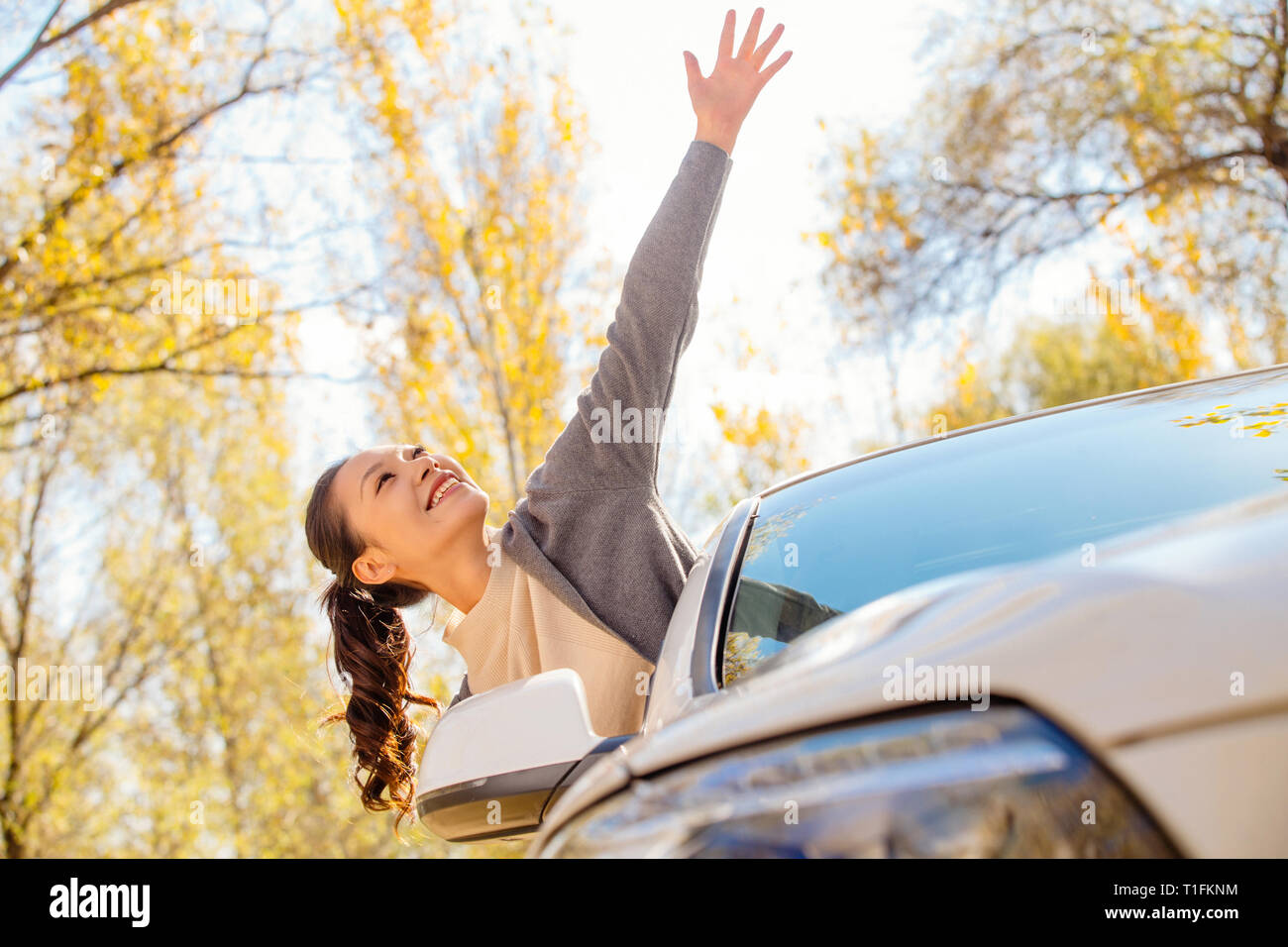 Young woman outdoor outing Stock Photo - Alamy