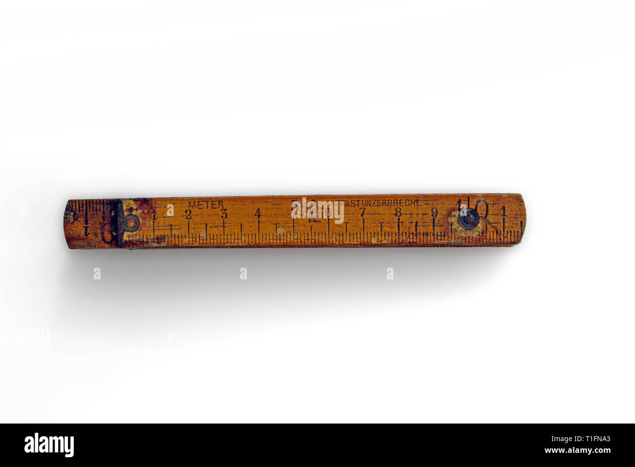 Vintage wooden folding ruler isolated on a white background.isolated on ...
