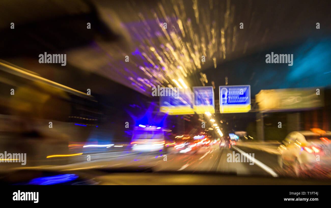 moving night traffic lights trails abstract background Stock Photo - Alamy