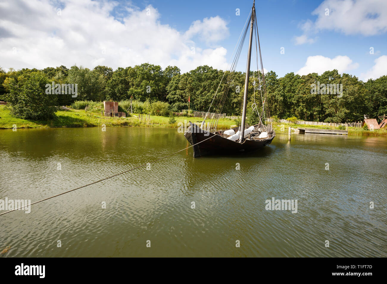 The medieval boat in The Middle Ages Center, the experimental living ...