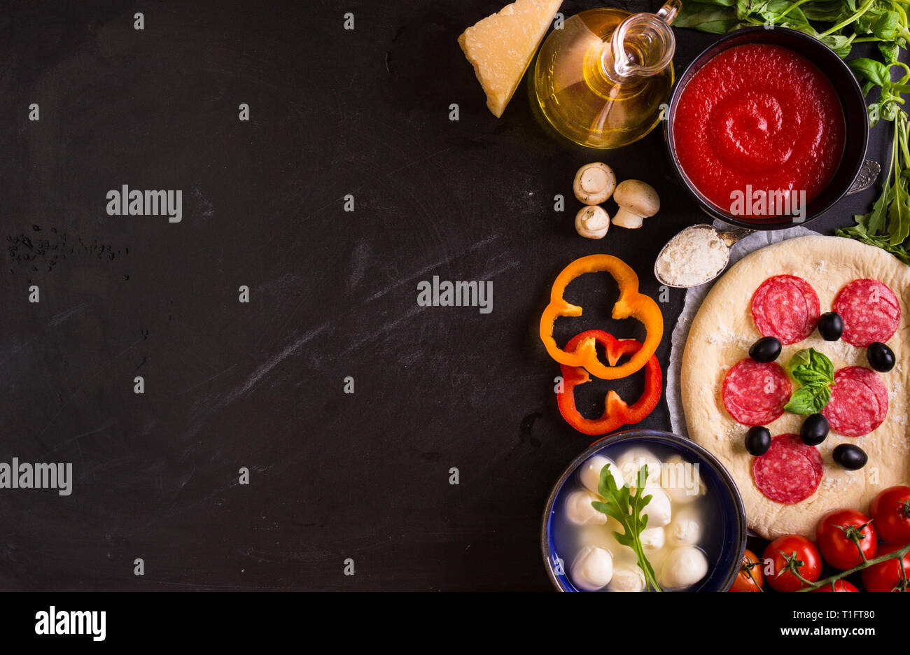 Pizza making background Stock Photo - Alamy