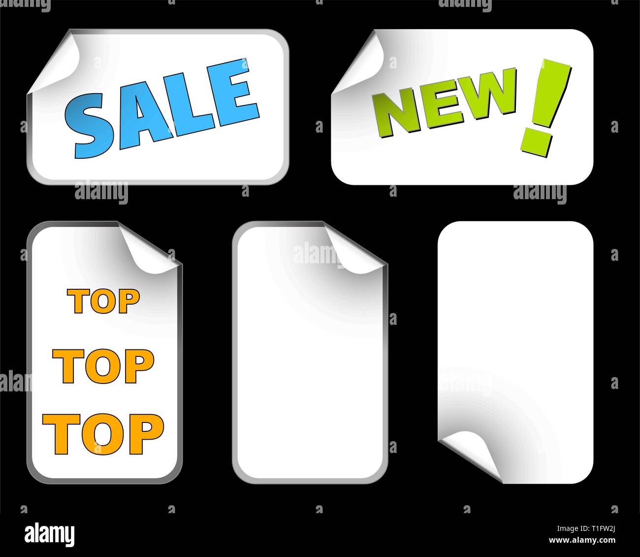 White labels badges and stickers on black background Stock Vector Image ...