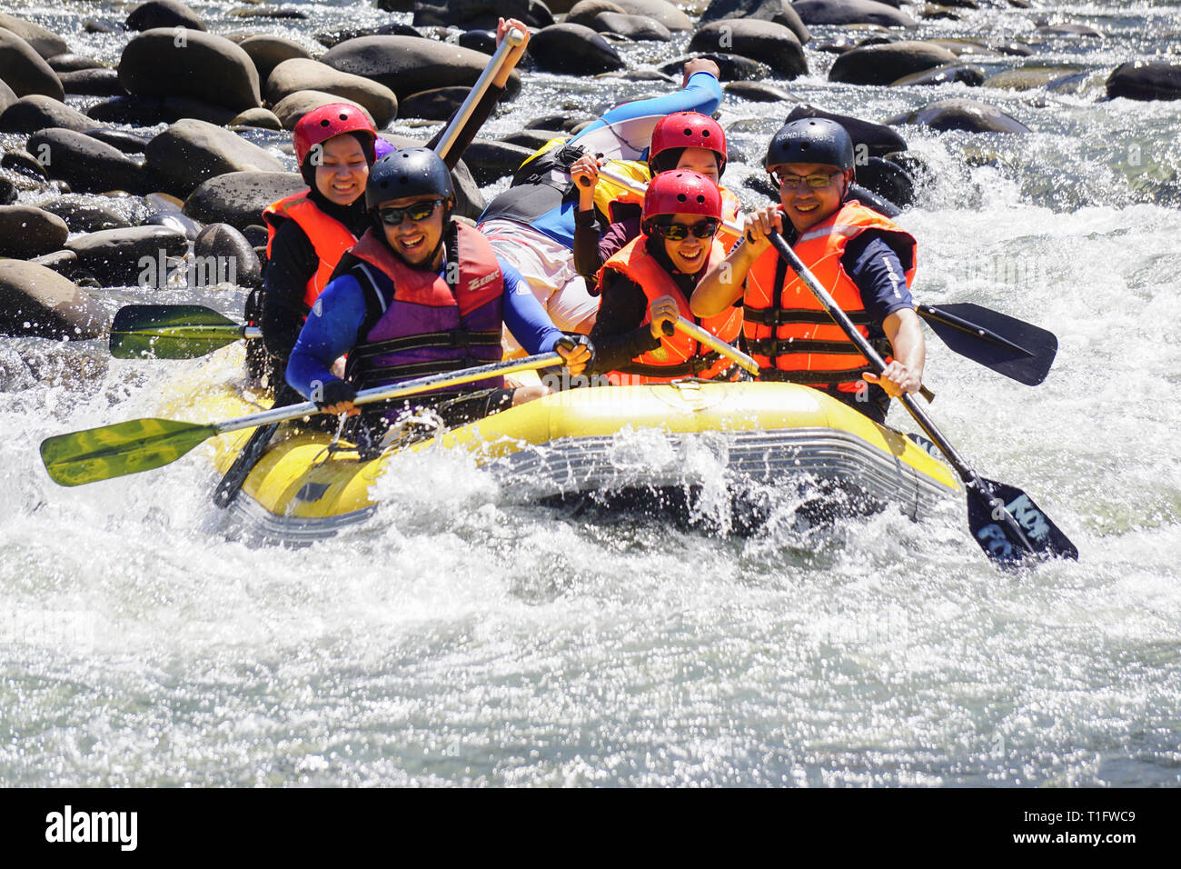 Kiulu Sabah Malaysia - Mar 26, 2019 : Group of adventurer doing white ...