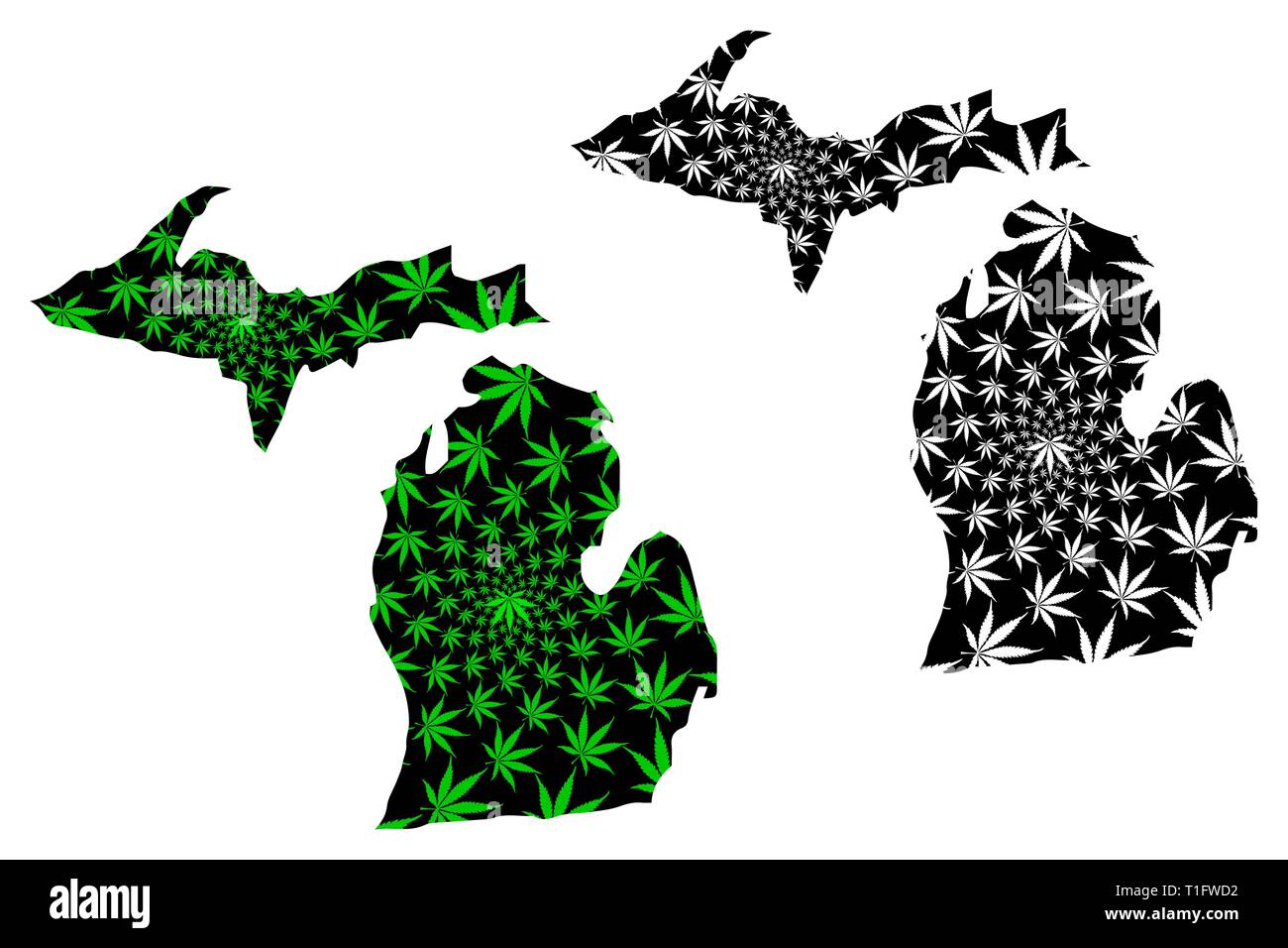 Michigan (United States of America, USA, U.S., US) - map is designed ...