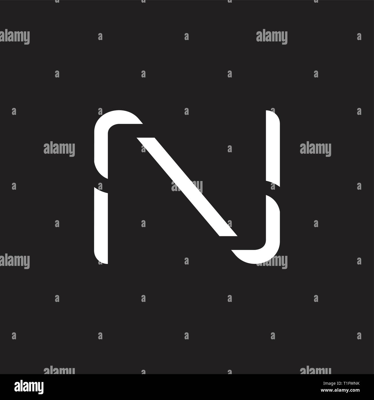 letter n simple thin line geometric logo vector Stock Vector Image ...