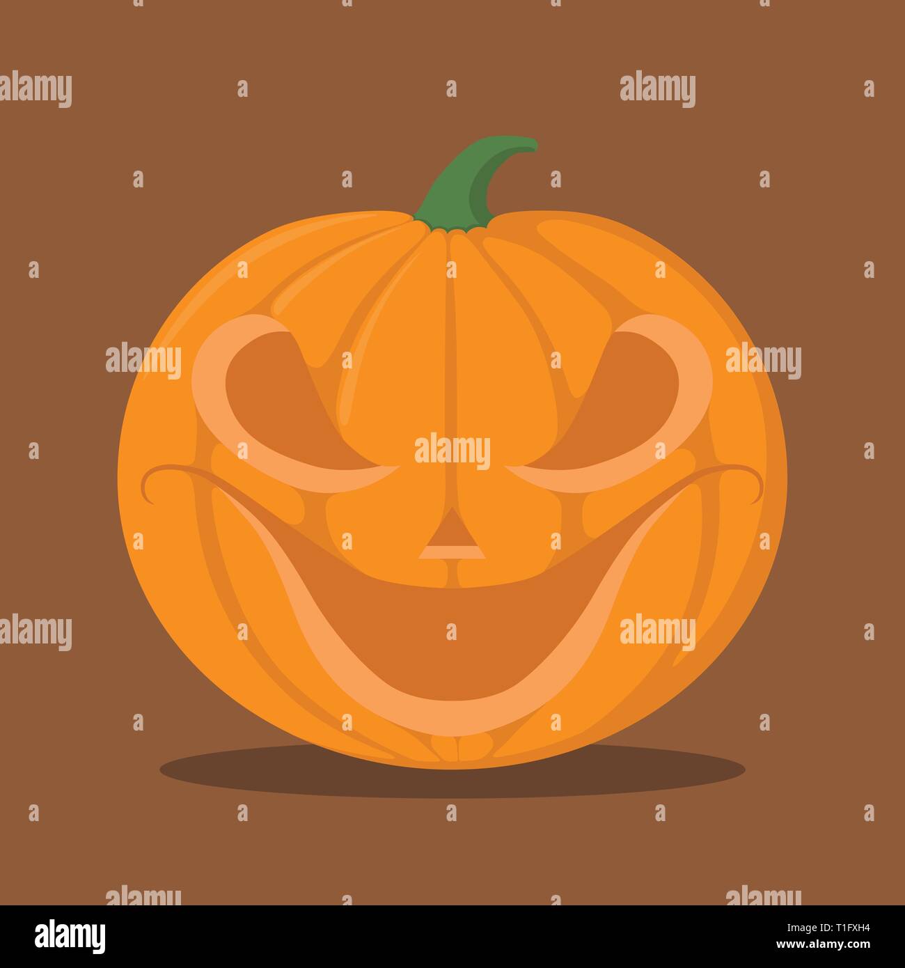 orange pumpkin character with devil smile emotion for Halloween ...