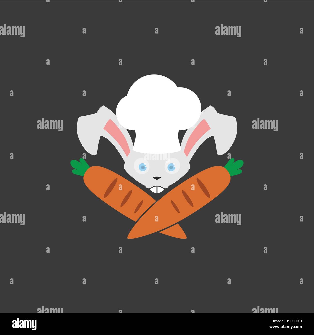 cooking rabbit logo use chef hat with cross carrot, rabbit illustration ...