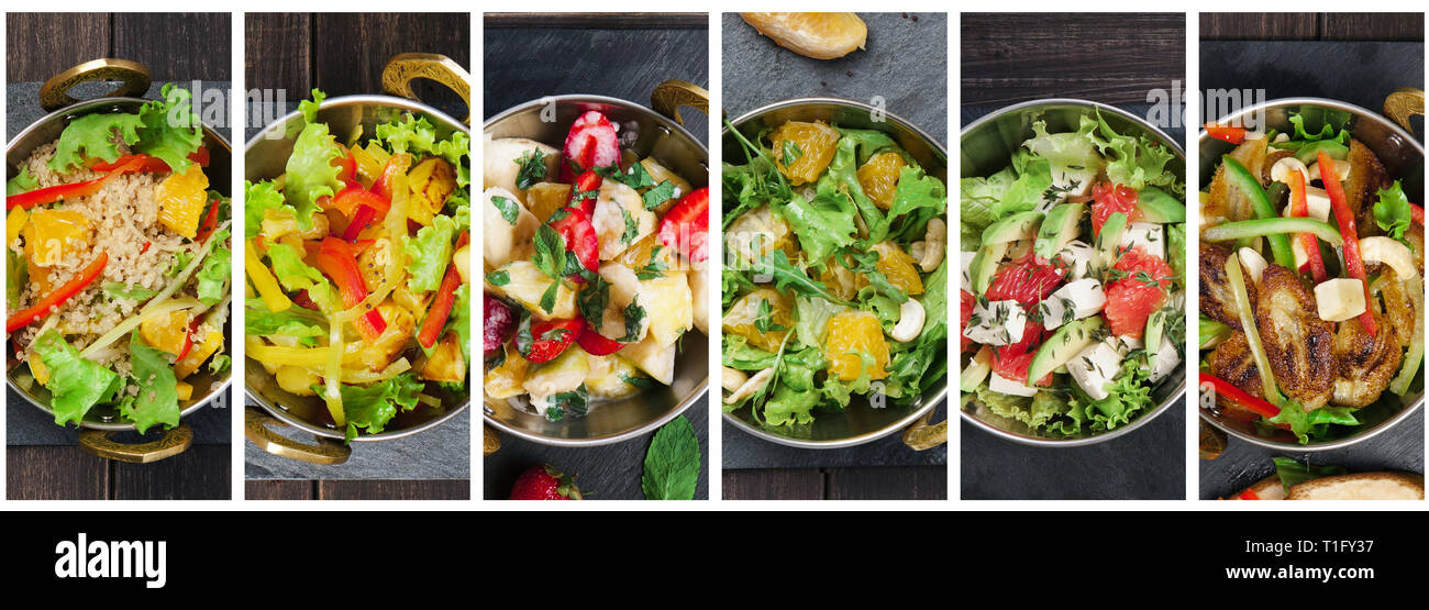 Collage of various plates of salad kinds Stock Photo - Alamy