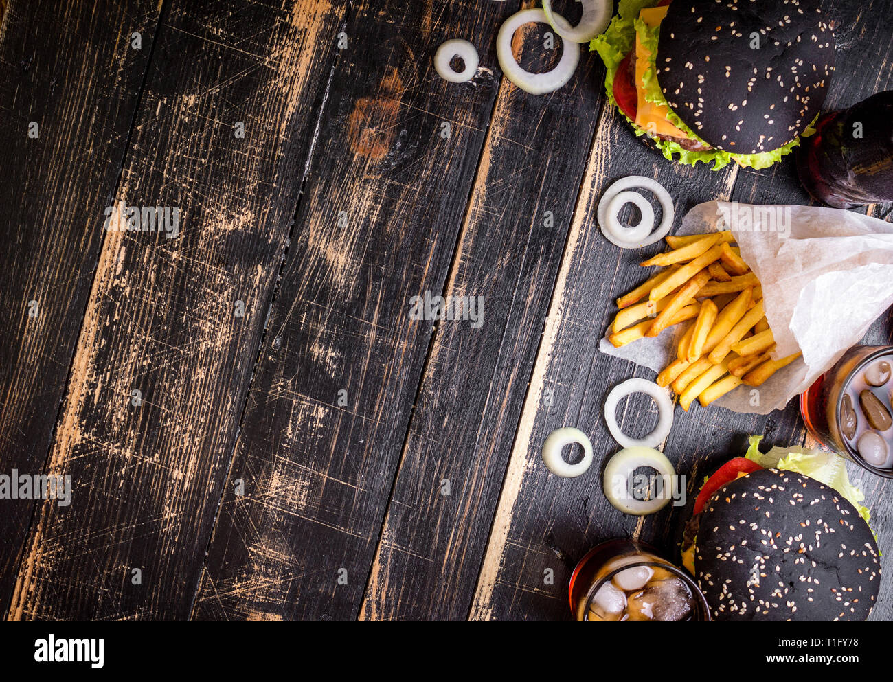 Burgers set background Stock Photo - Alamy