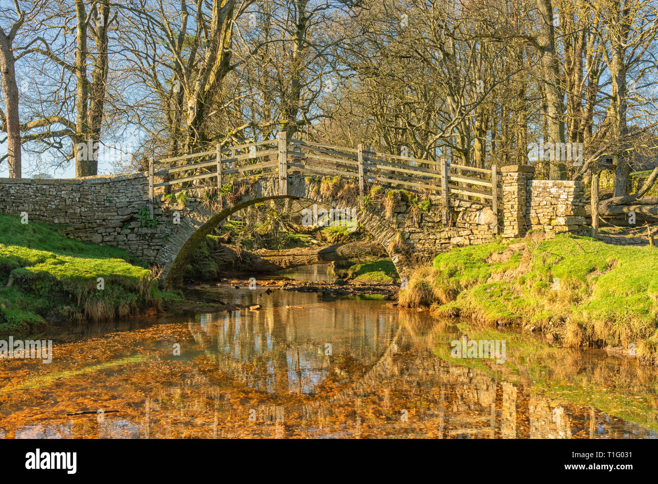 Bridge over a steam in Wensleydale Stock Photo - Alamy