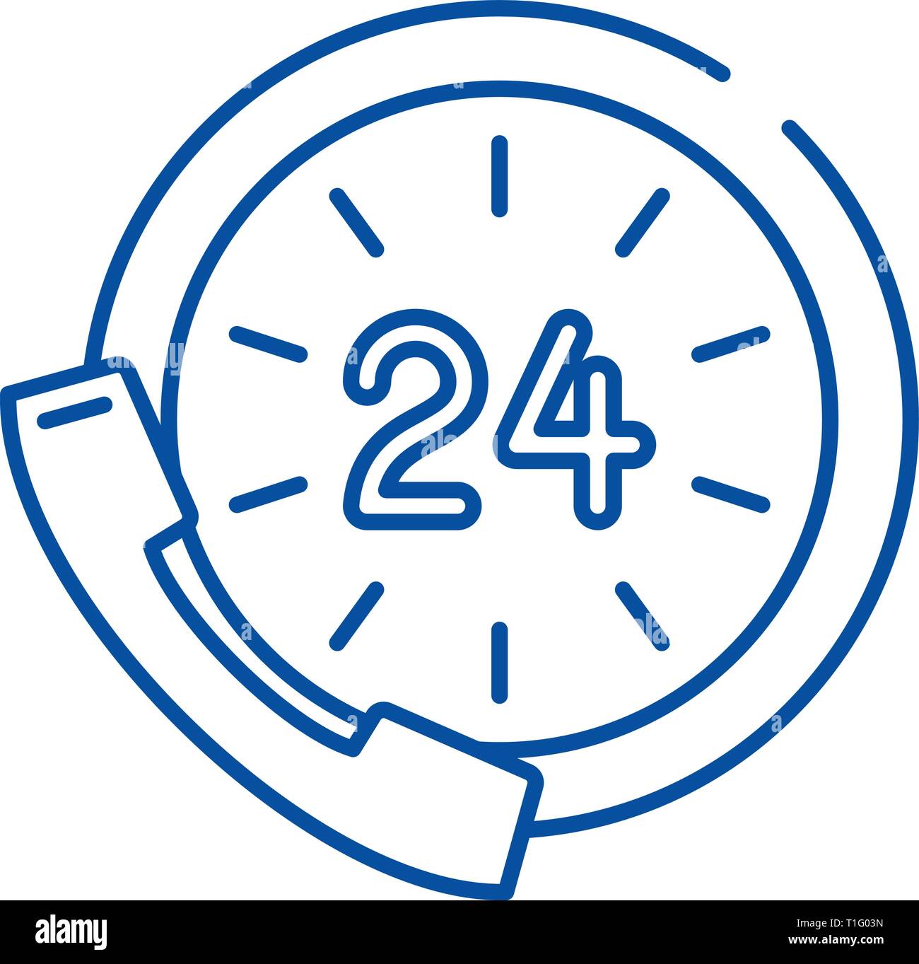 24 hour communication line icon concept. 24 hour communication flat ...