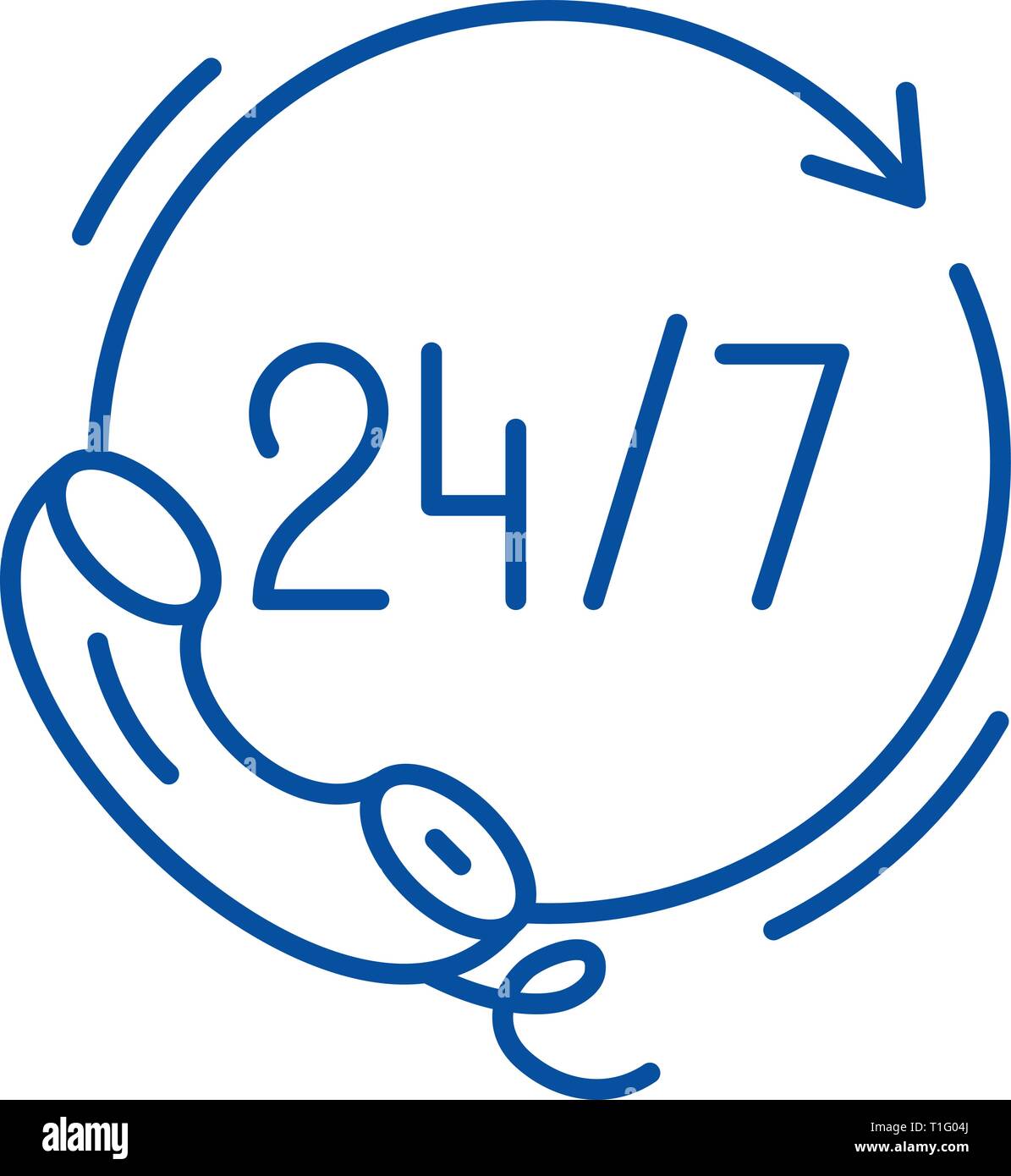 24 hours support line icon concept. 24 hours support flat vector symbol ...