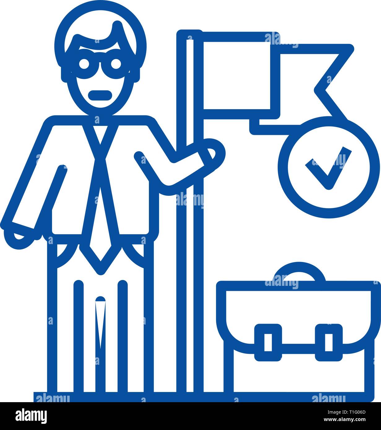 Accomplished business mission line icon concept. Accomplished business ...