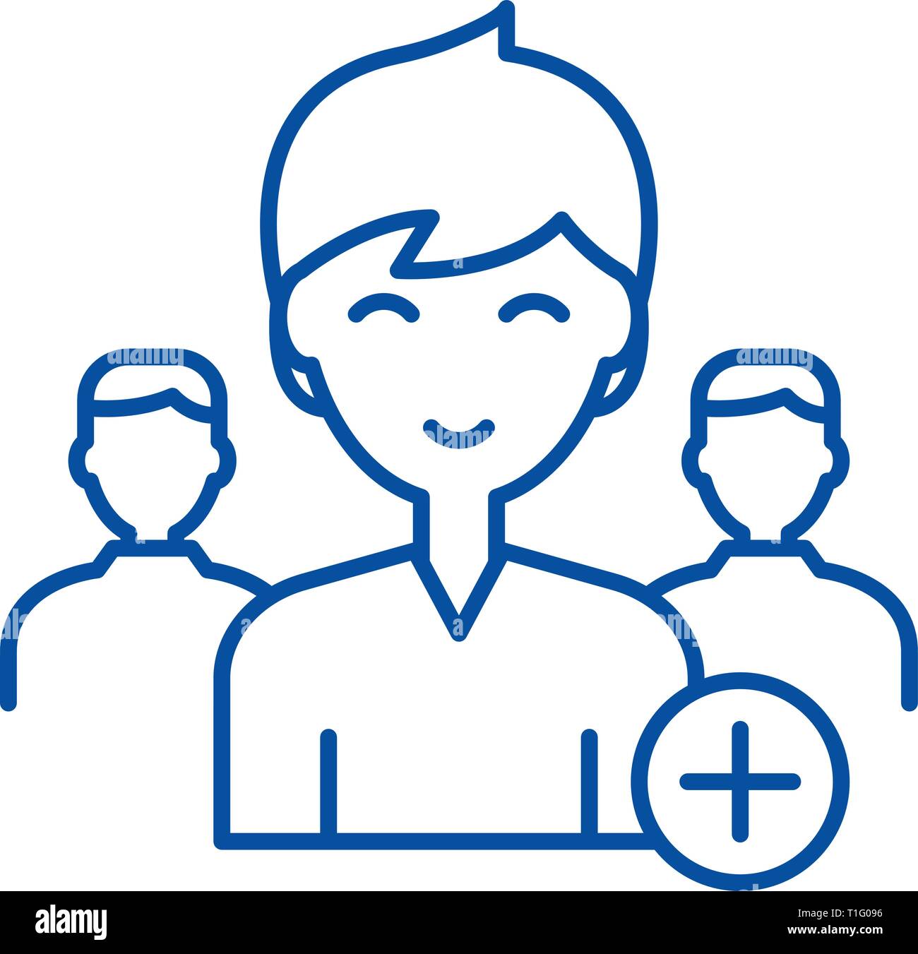 Add new user line icon concept. Add new user flat vector symbol, sign ...