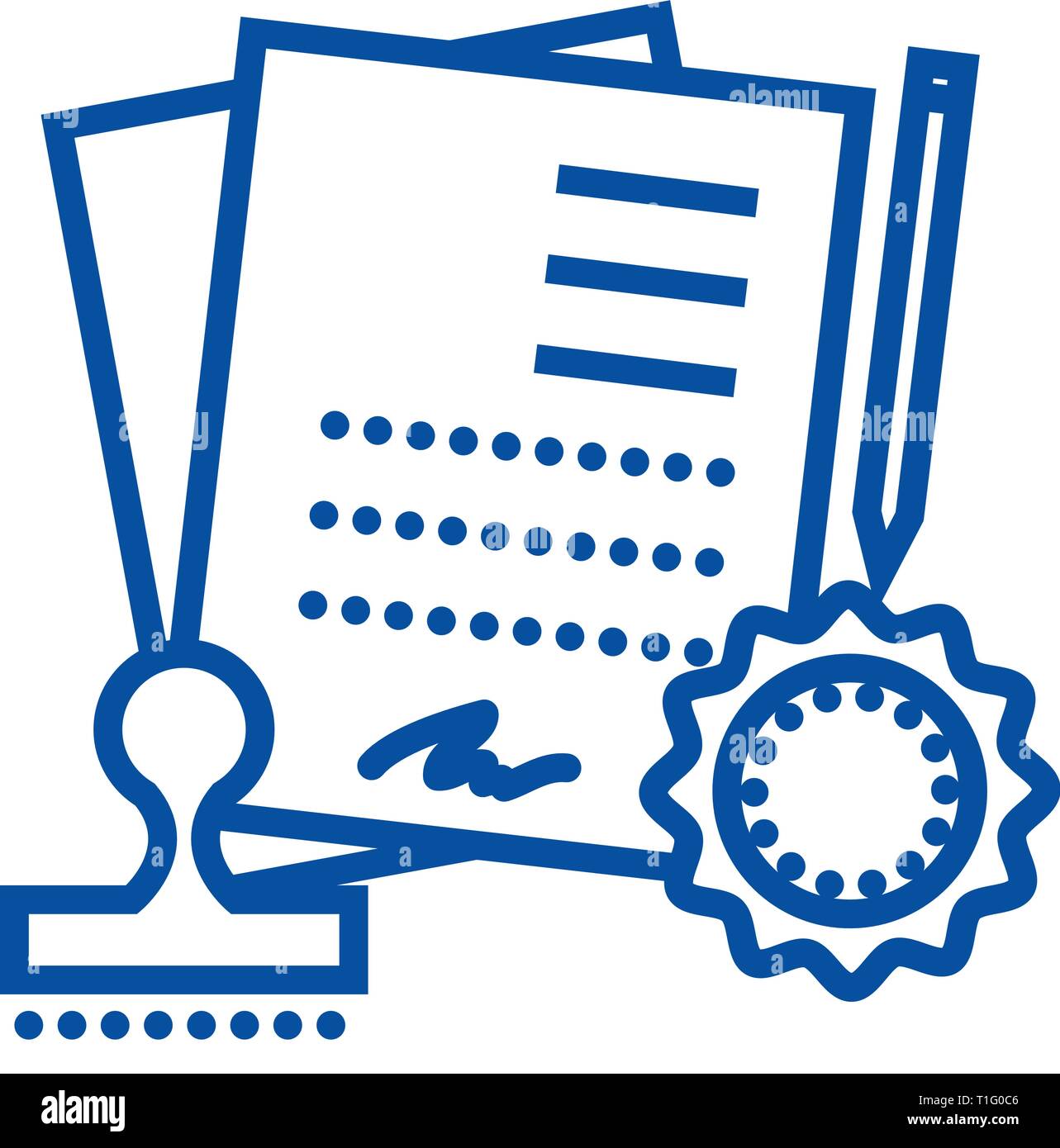 Agreement, contract line icon concept. Agreement, contract flat vector ...