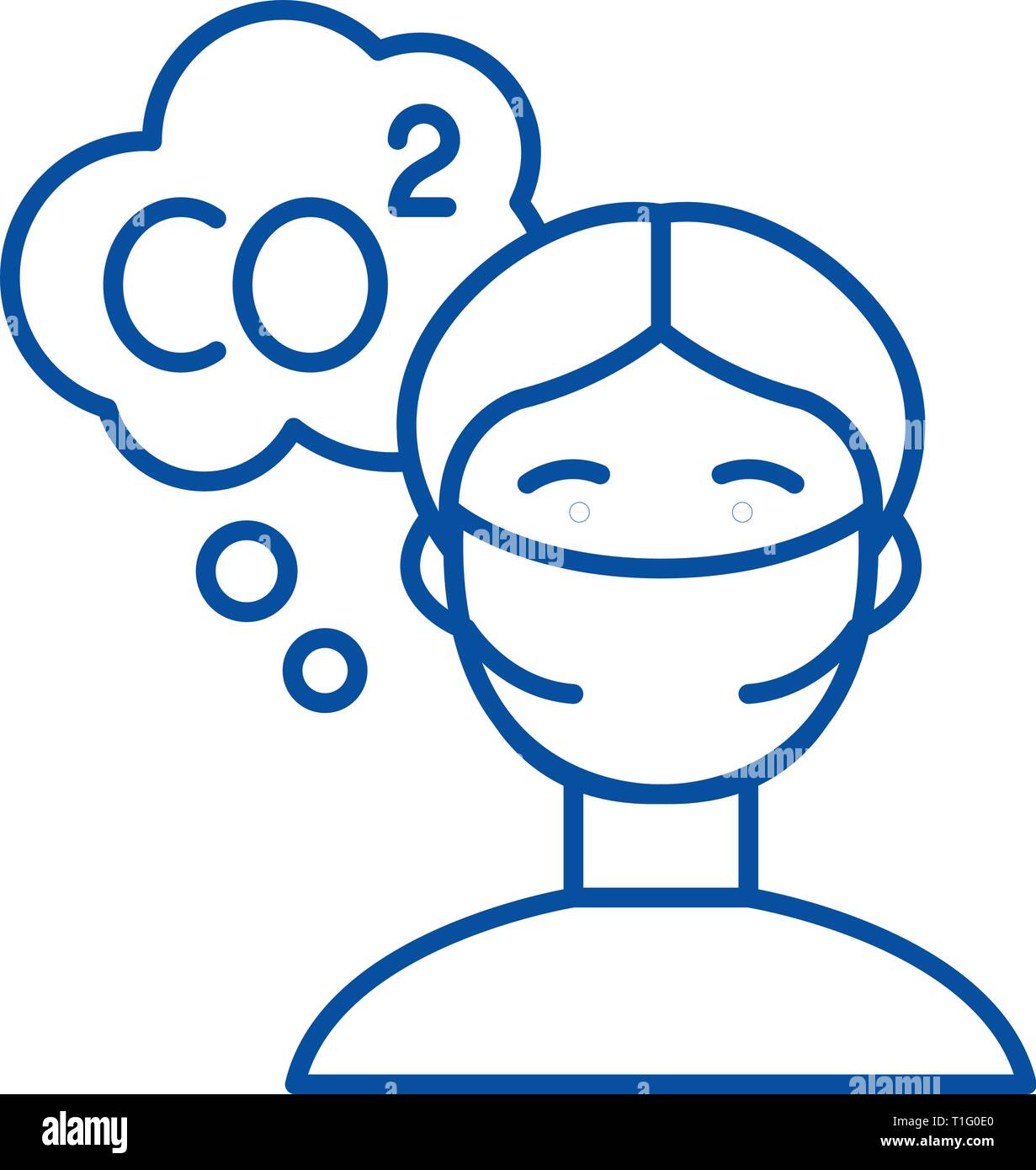 Air pollution line icon concept. Air pollution flat vector symbol, sign ...