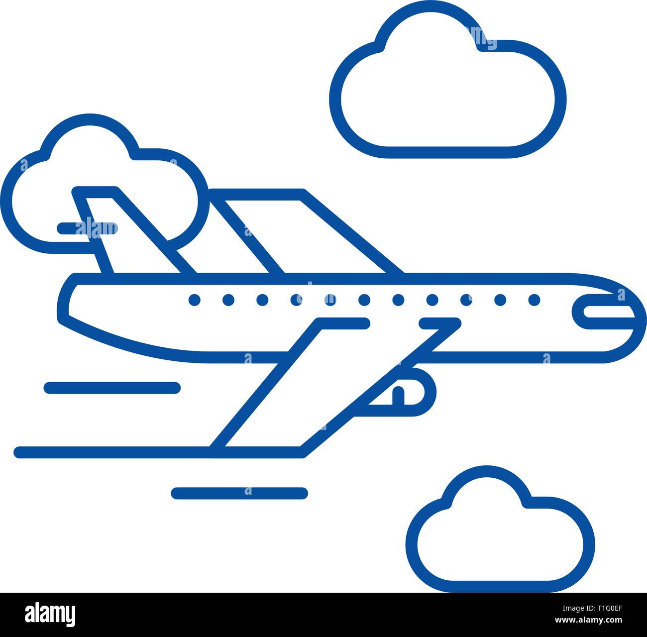 Airplane line icon concept. Airplane flat vector symbol, sign, outline ...