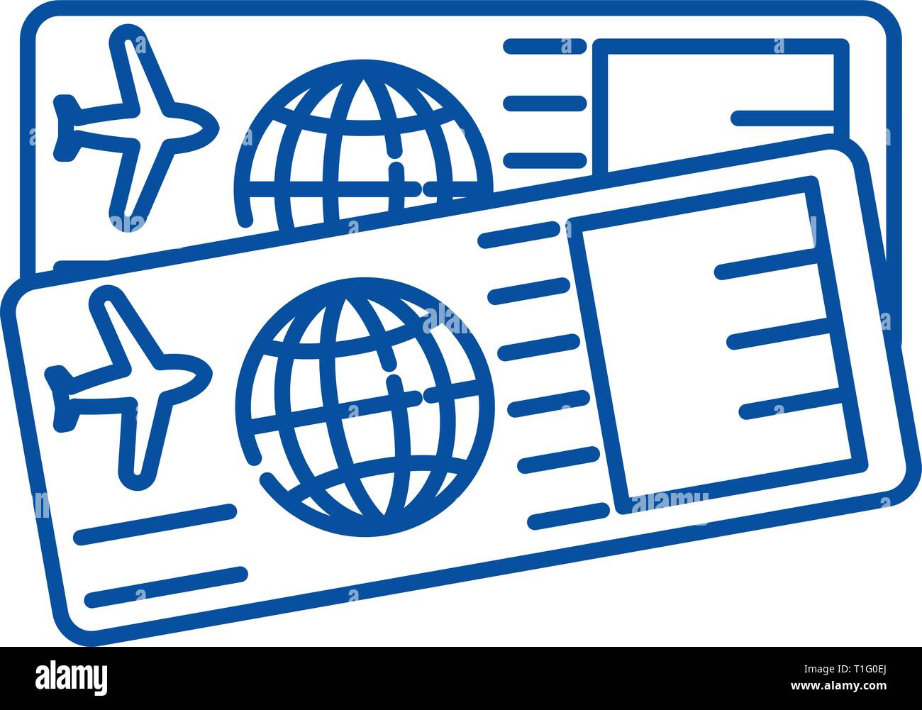 Airplane tickets line icon concept. Airplane tickets flat vector symbol ...