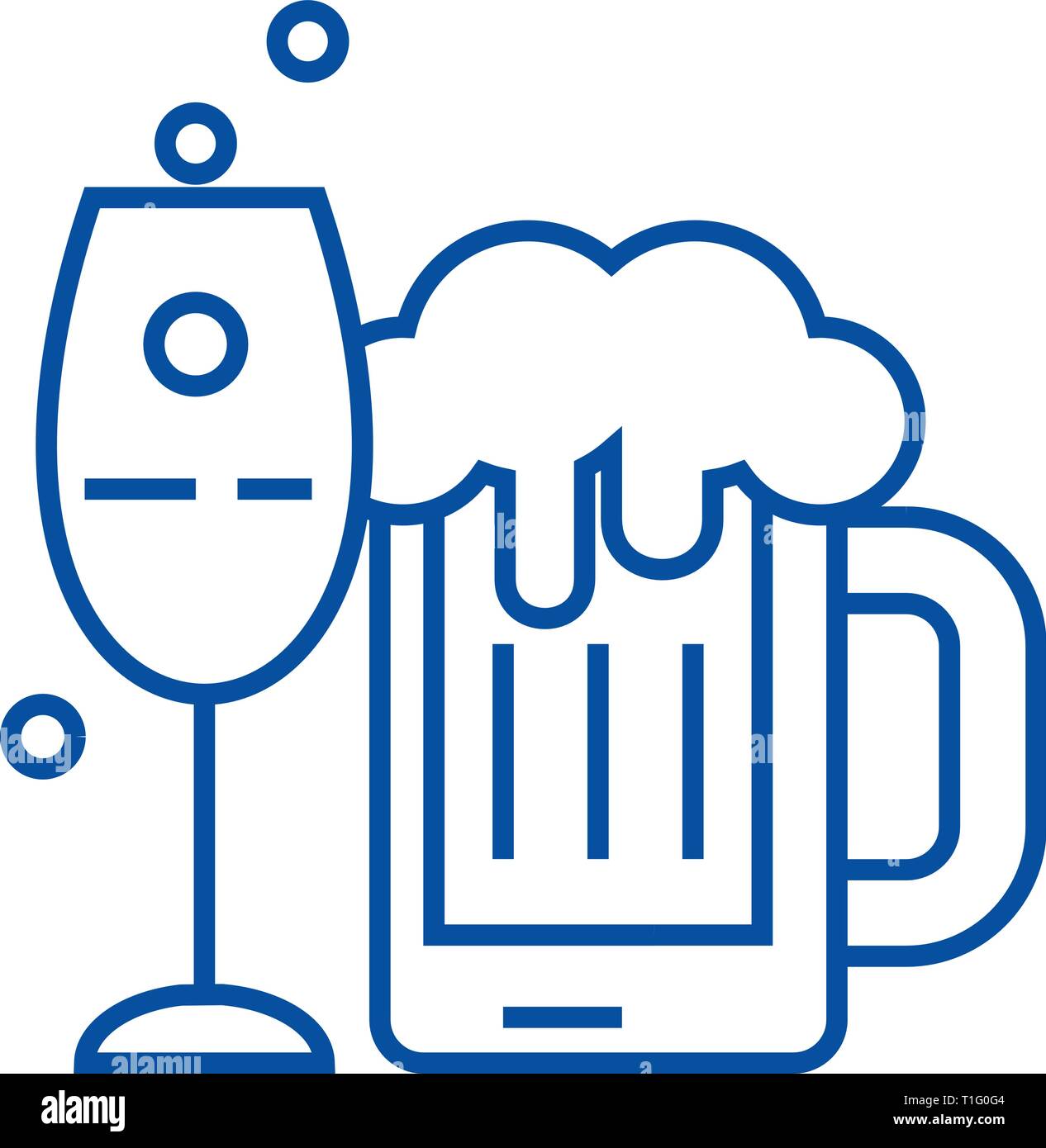 Alcoholic drinks line icon concept. Alcoholic drinks flat vector symbol ...