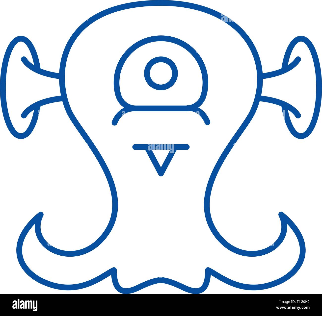 Alien creature line icon concept. Alien creature flat vector symbol ...