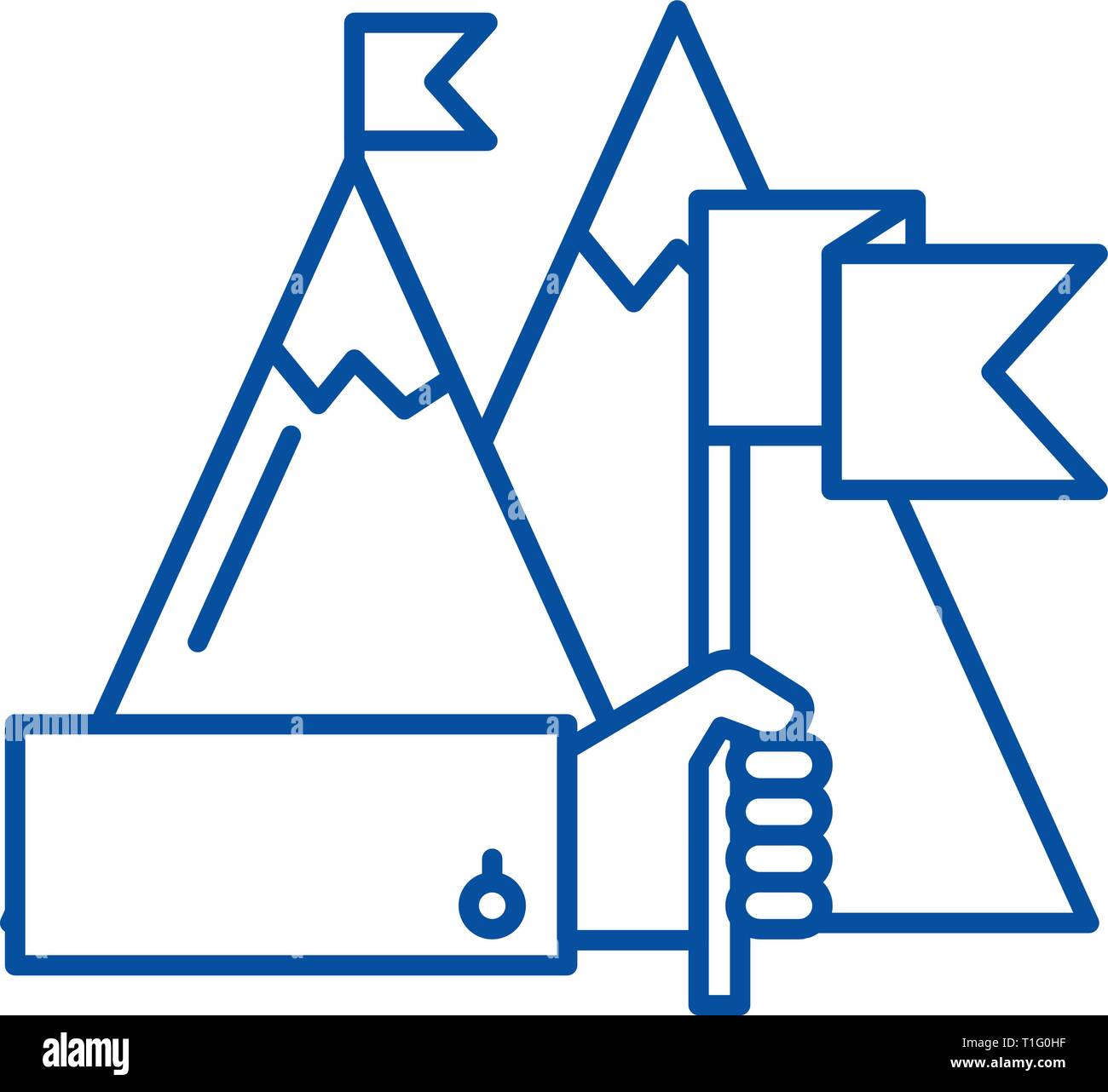 Ambitious goals line icon concept. Ambitious goals flat vector symbol ...