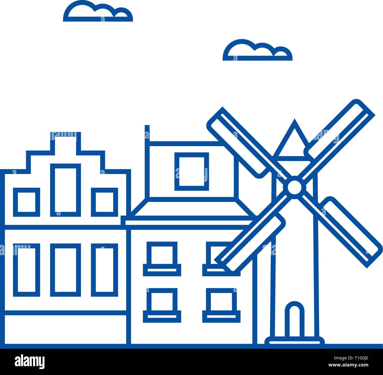 Amsterdam line icon concept. Amsterdam flat vector symbol, sign ...