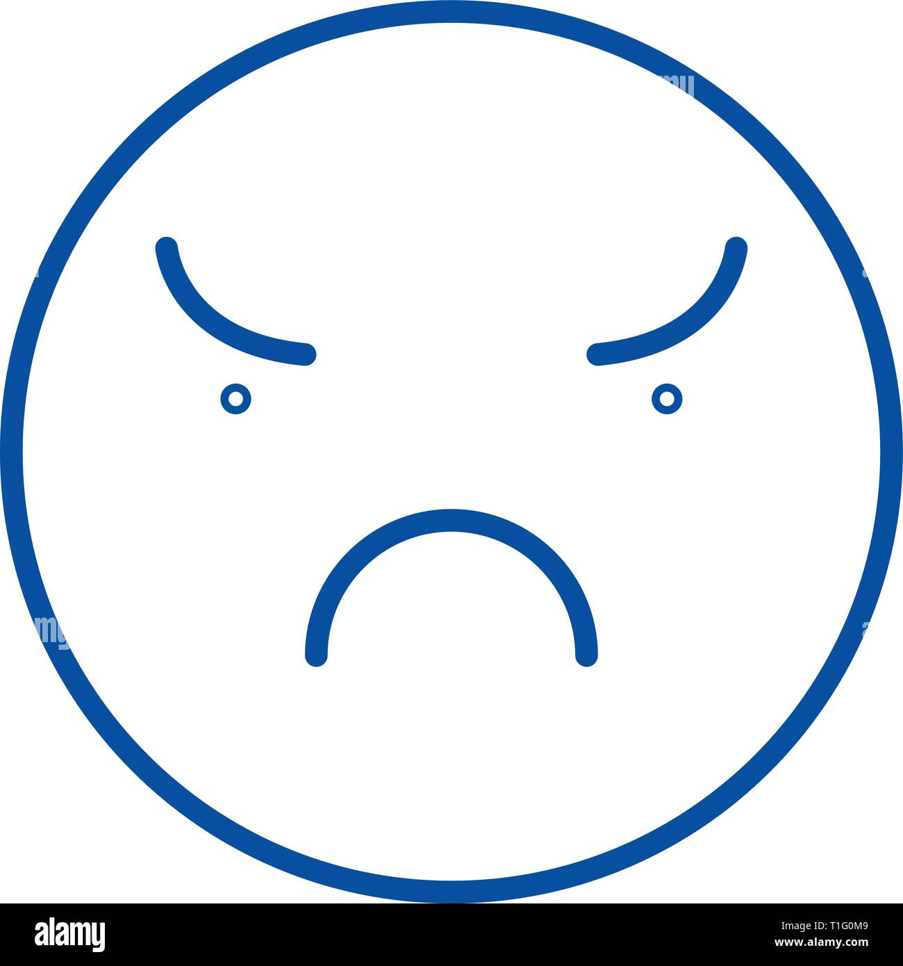 Angry emoji line icon concept. Angry emoji flat vector symbol, sign ...