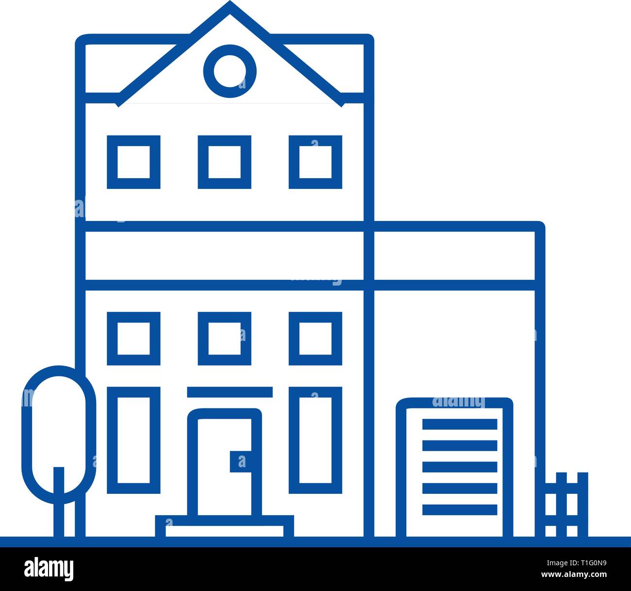 Apartment building line icon concept. Apartment building flat vector ...