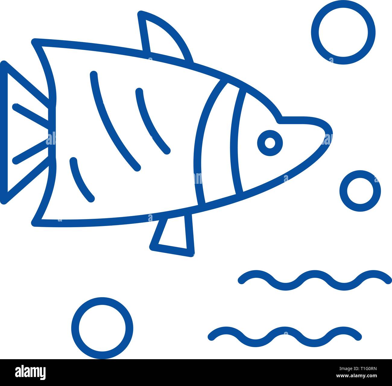 Aquarium fish line icon concept. Aquarium fish flat vector symbol, sign ...