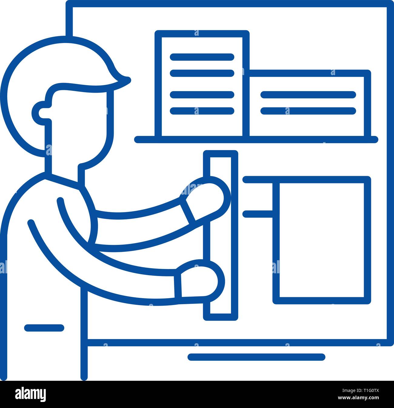 Architect line icon concept. Architect flat vector symbol, sign ...