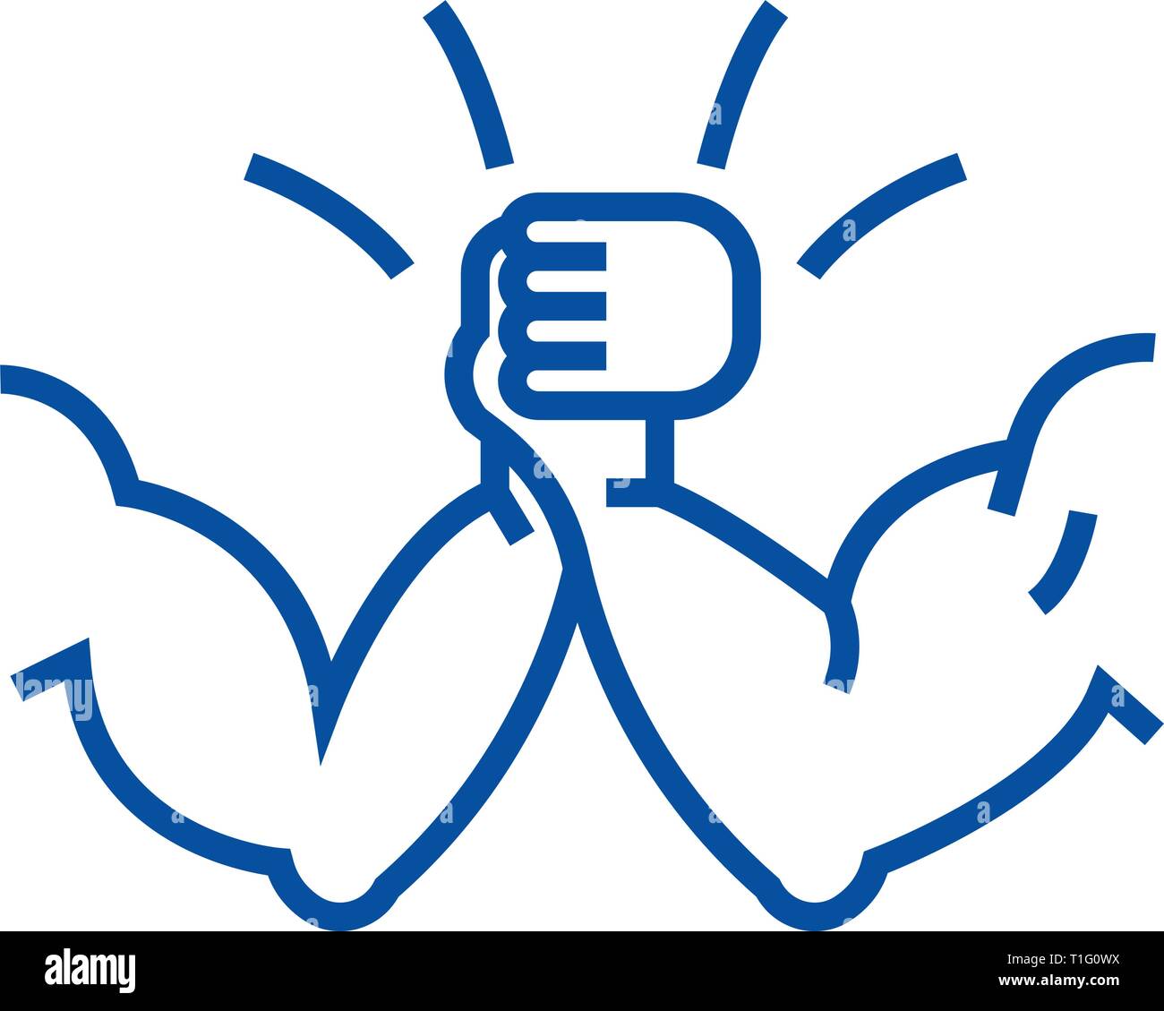 Arm wrestling line icon concept. Arm wrestling flat vector symbol, sign ...