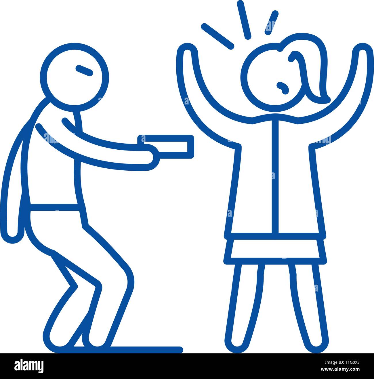 Armed robbery line icon concept. Armed robbery flat vector symbol, sign ... Armed robbery line icon concept. Armed robbery flat vector symbol, sign ...