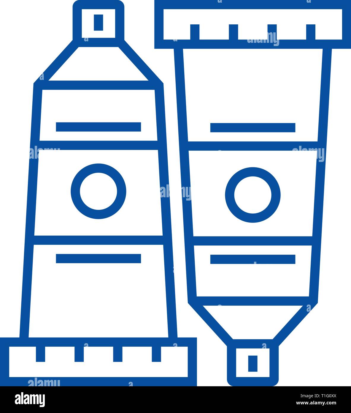 Art paint tubes line icon concept. Art paint tubes flat vector symbol ...