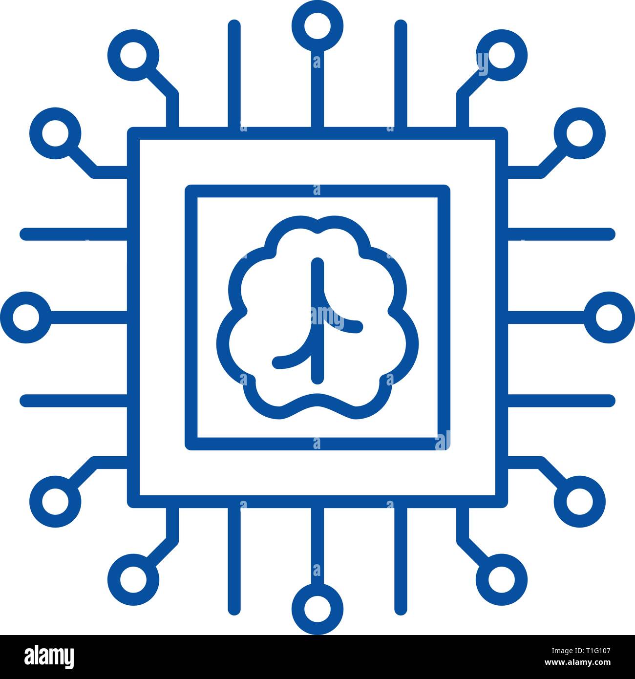 Artificial intelligence technologies line icon concept. Artificial ...