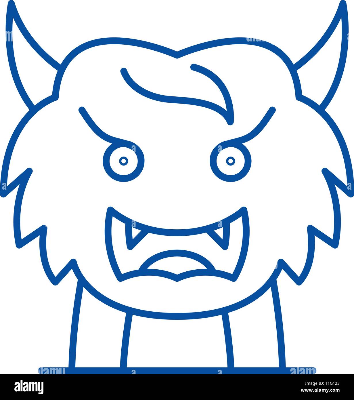 Asian monster line icon concept. Asian monster flat vector symbol, sign ...