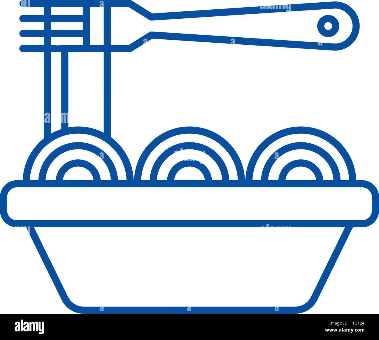 Asian noodles line icon concept. Asian noodles flat vector symbol, sign ...