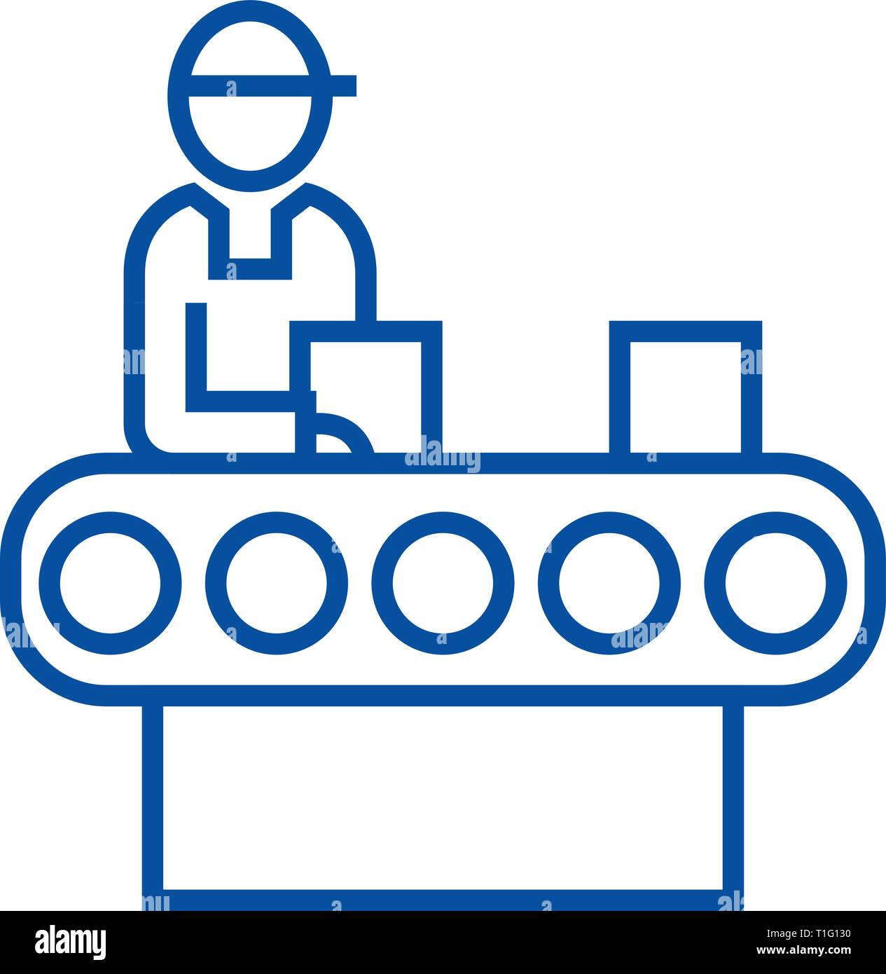 Assembly conveyor line icon concept. Assembly conveyor flat vector ...