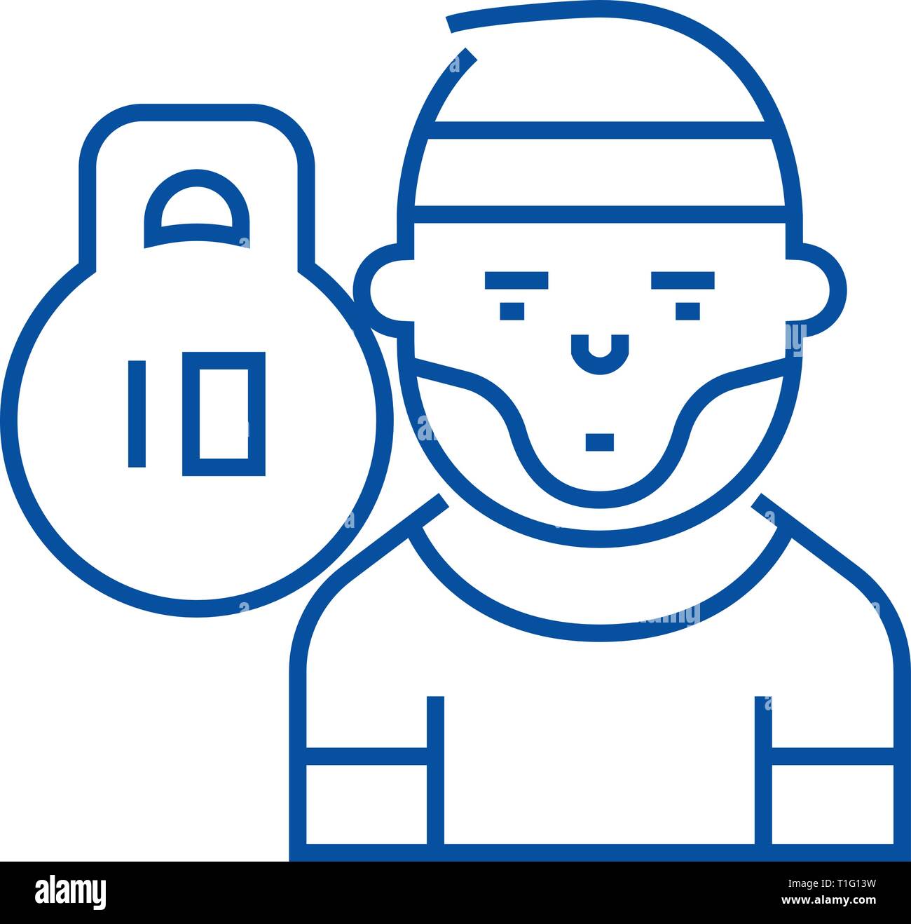 Athlete,bodybuilder,sportsman line icon concept. Athlete,bodybuilder ...