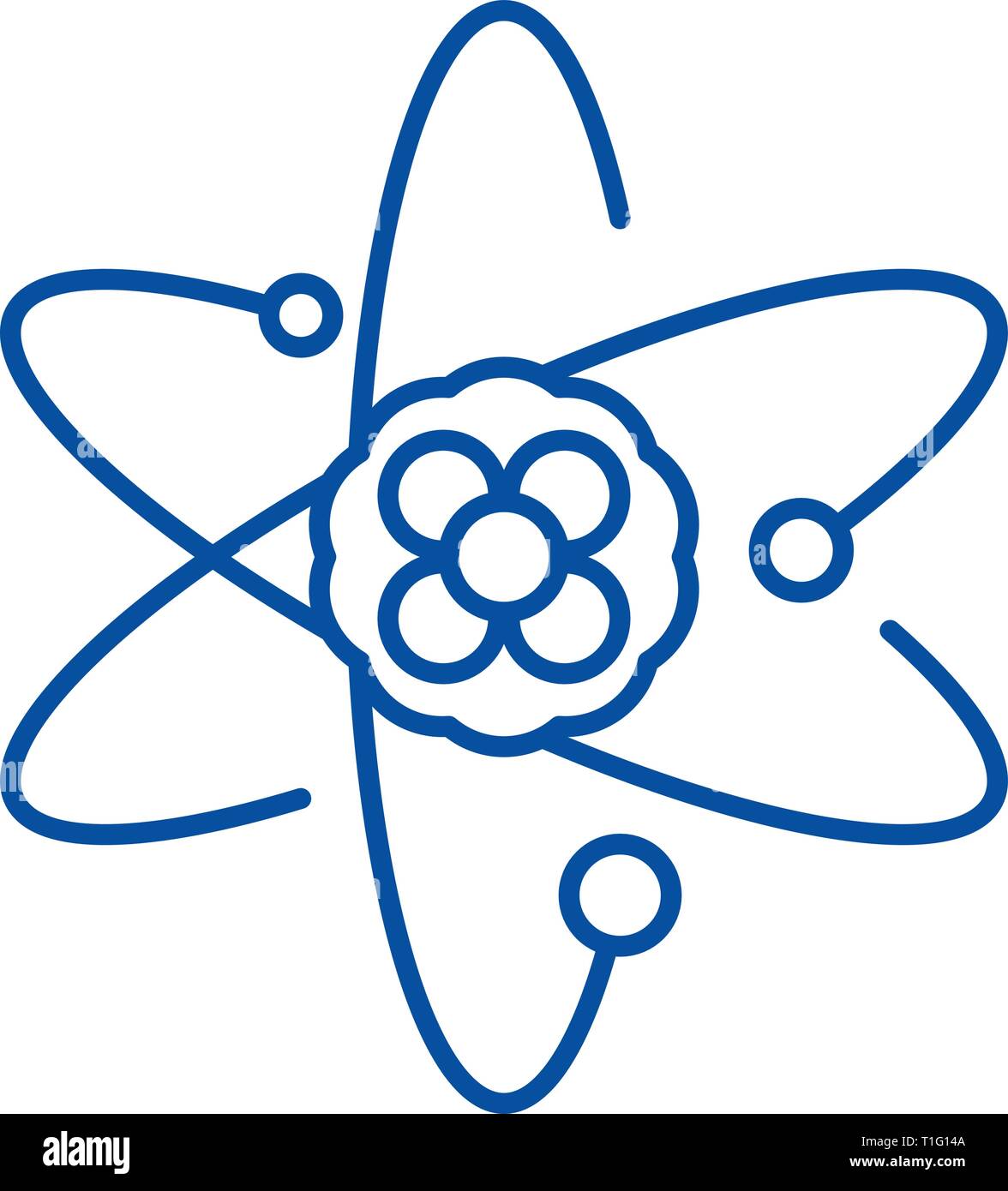 Atom line icon concept. Atom flat vector symbol, sign, outline ...