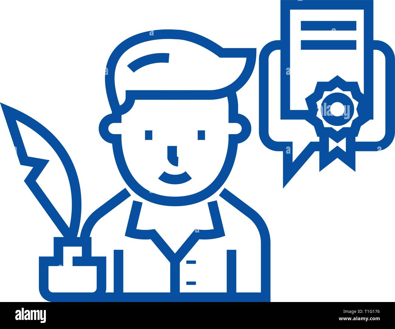 Author, writer line icon concept. Author, writer flat vector symbol ...