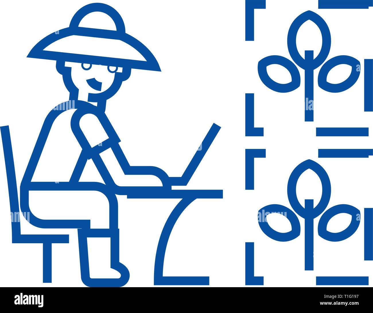 Automated agriculture line icon concept. Automated agriculture flat ... Automated agriculture line icon concept. Automated agriculture flat ...