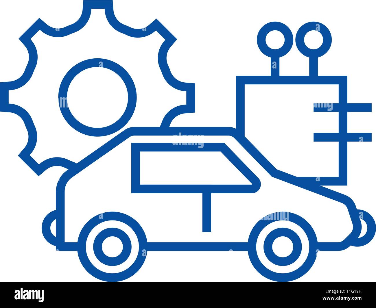 Automated car line icon concept. Automated car flat vector symbol, sign ... Automated car line icon concept. Automated car flat vector symbol, sign ...