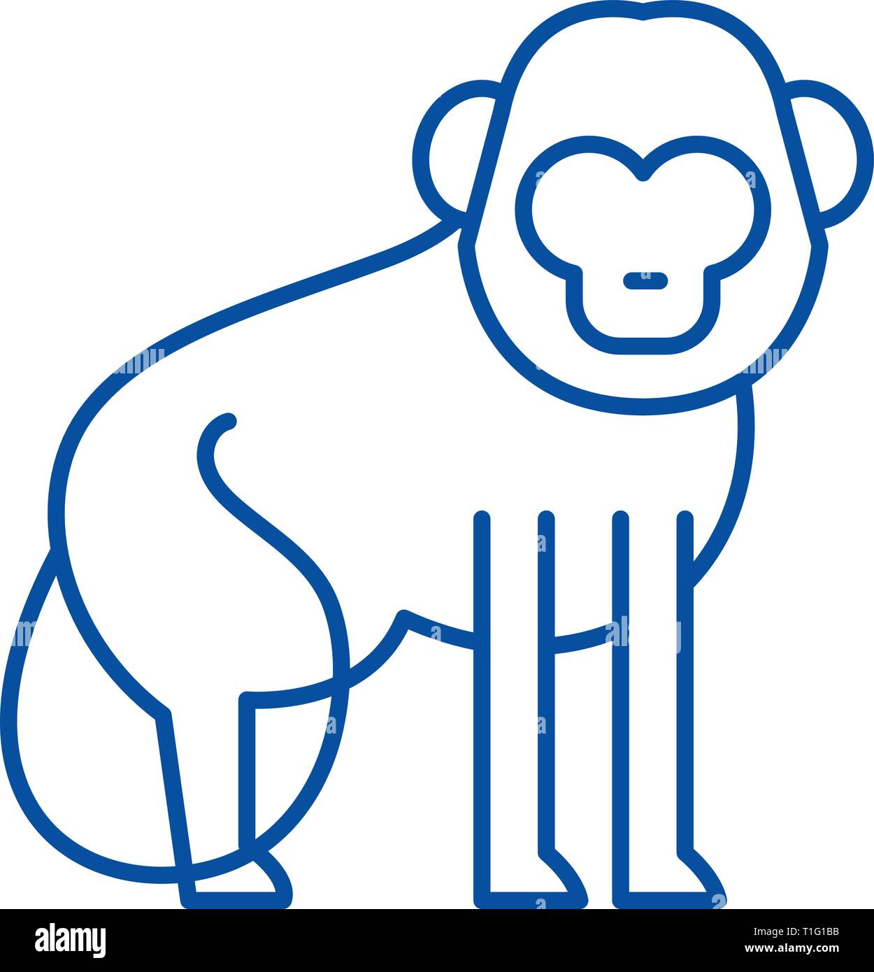 Baboon line icon concept. Baboon flat vector symbol, sign, outline ...