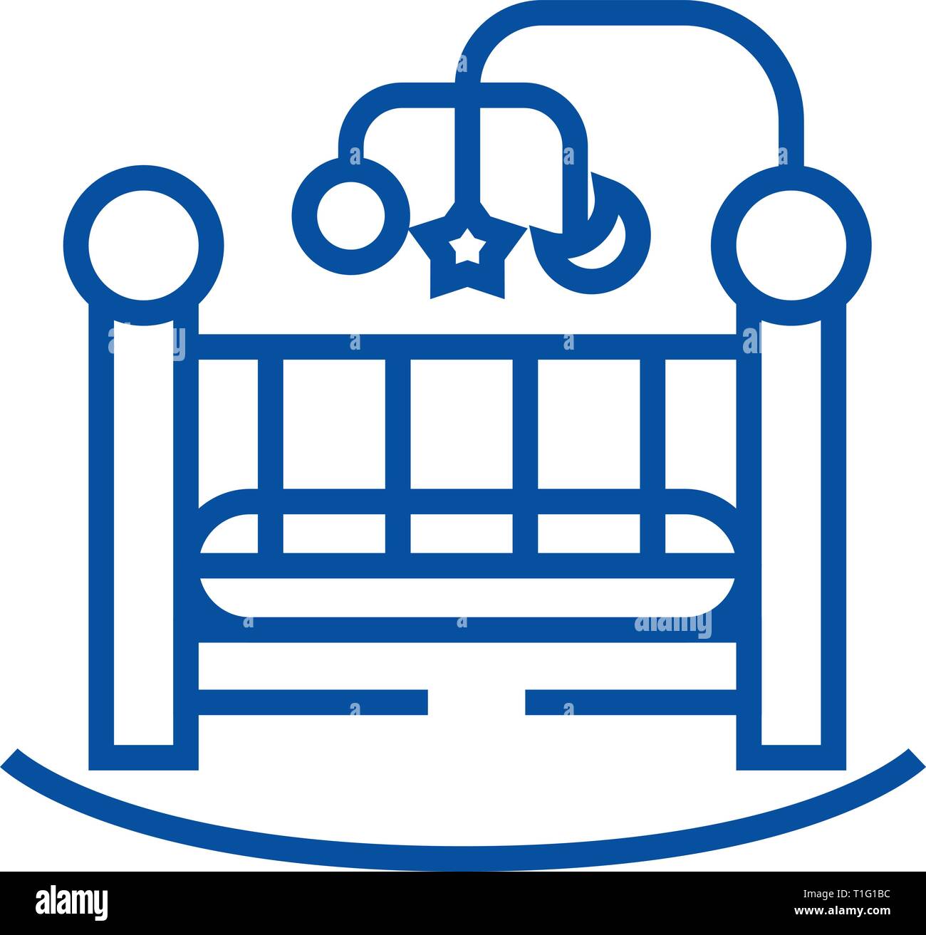 Baby bed,crib line icon concept. Baby bed,crib flat vector symbol, sign ...