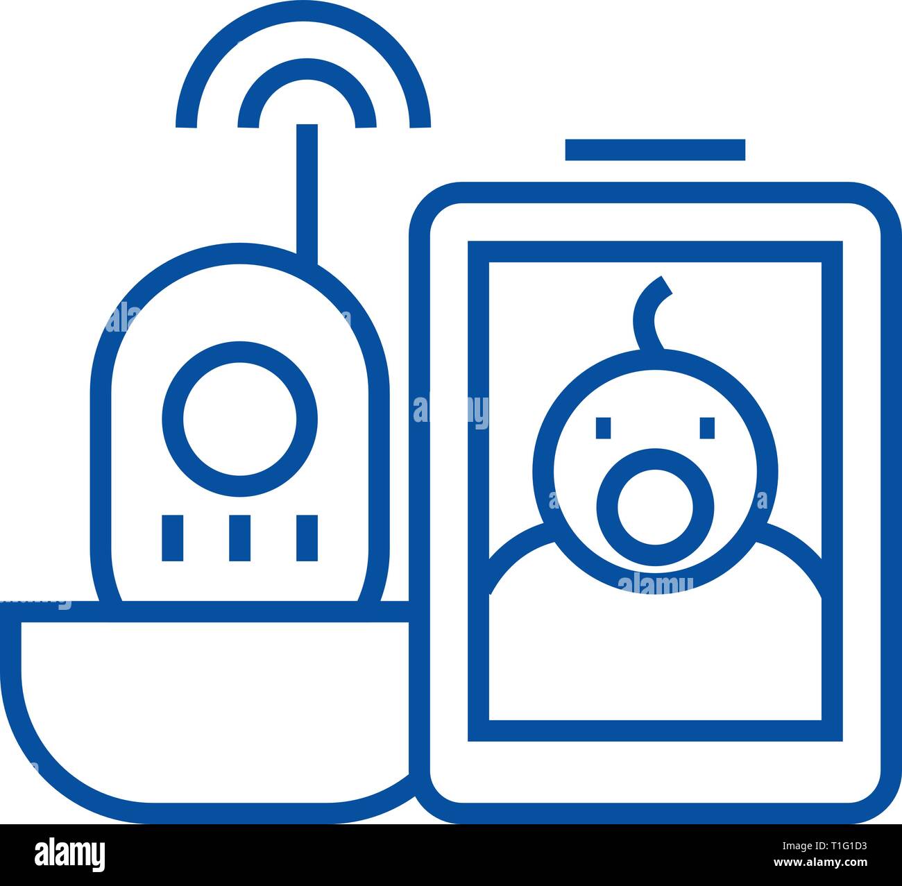 Baby video monitor line icon concept. Baby video monitor flat vector ...
