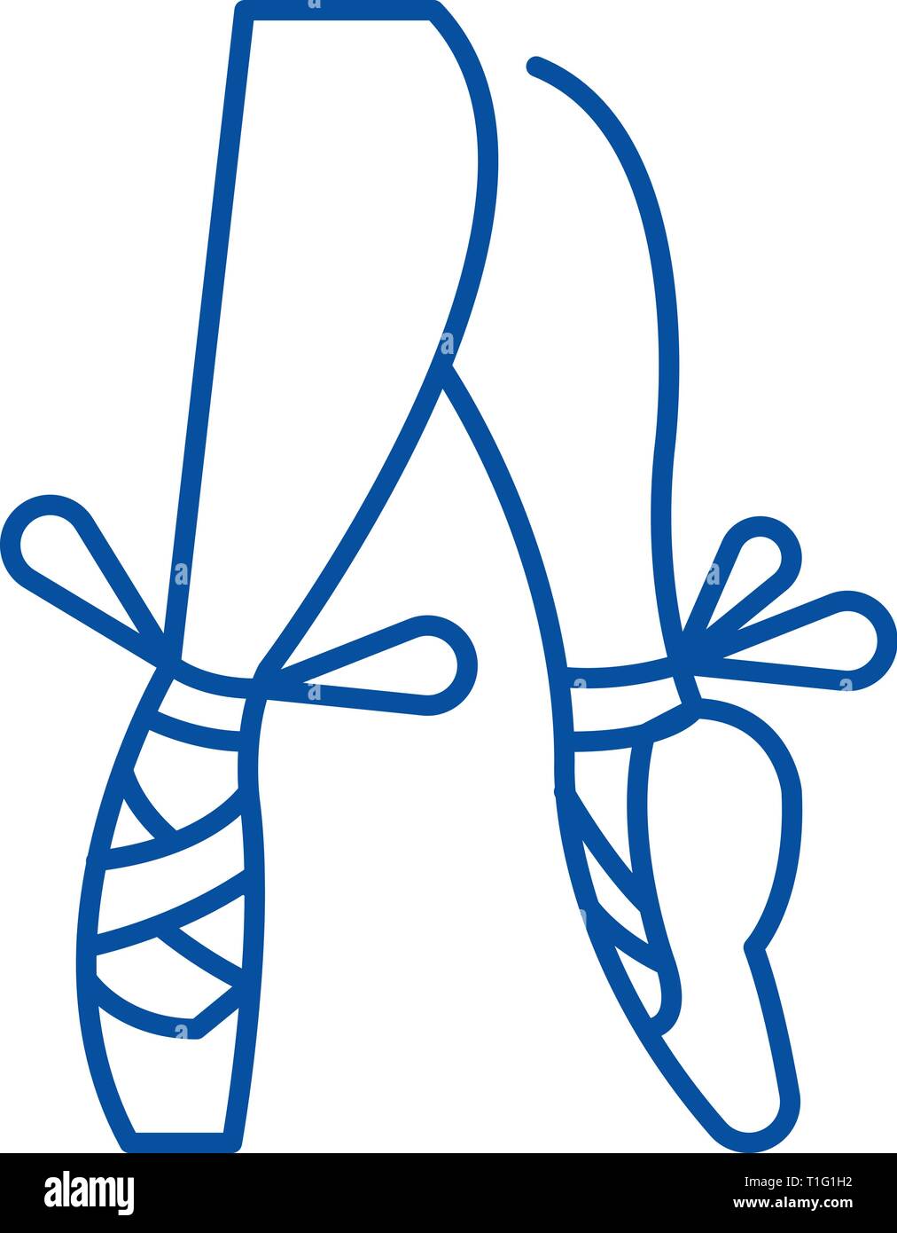 Ballet pointe shoes line icon concept. Ballet pointe shoes flat vector ...