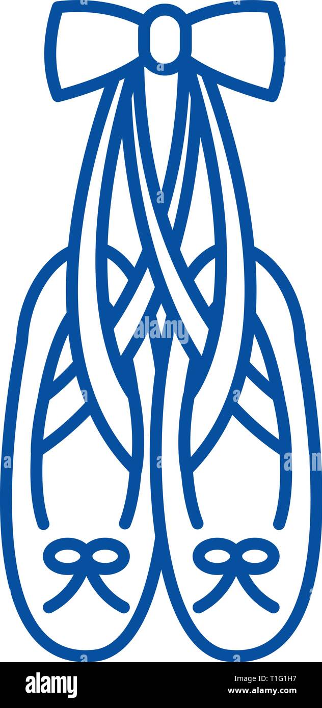 Ballet shoes line icon concept. Ballet shoes flat vector symbol, sign ...