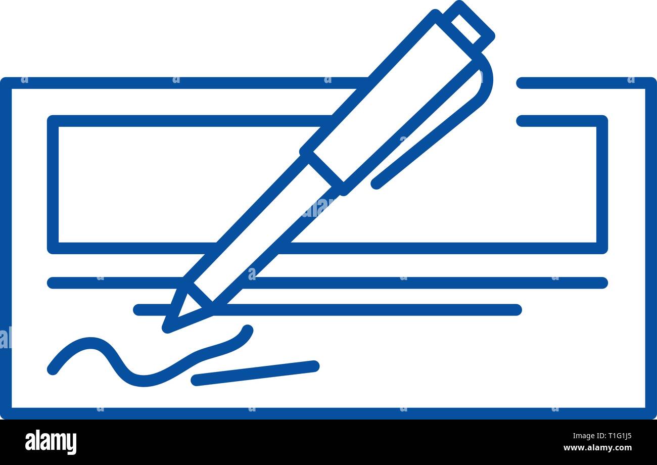Bank check line icon concept. Bank check flat vector symbol, sign ...