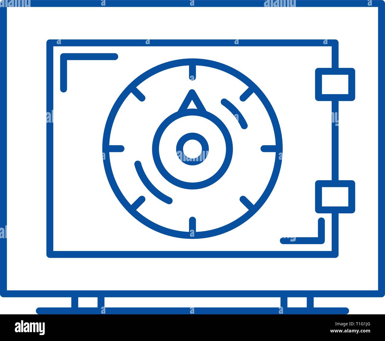 Bank money safe line icon concept. Bank money safe flat vector symbol ...